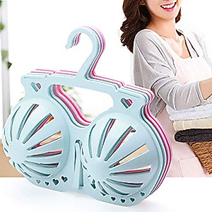 Clothes Hanger, 2Pcs Household Anti-Deformation Bra Drying Rack Seamless Non-Slip Vest Hanger - Blue