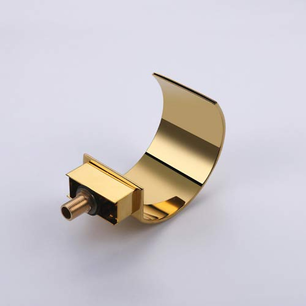 Sprinkle Elegant Waterfall Double Handle Bathroom Sink Faucet Arc Waterfall Spout Bathtub Filler Faucet with Three Holes Widespread Bathroom Faucet Gold