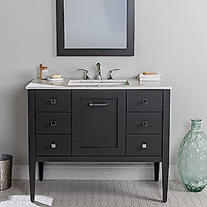 Spring Mill Cabinets Fordwin Bathroom Vanity with 1-Door Cabinet, 6 Drawers, Countertop with Undermount Sink, 43" W x 22" D 35.1" H, Shale Gray/Pulsar Top