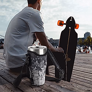 Beautyflier 30 OZ Neoprene 3IN1 Tumbler Carrier Holder Pouch with Adjustable Shoulder Sling for Stainless Steel Insulate Insulated Coffee Mugs (Geometry, Gradient)