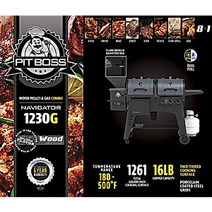 PIT BOSS PB1230G Wood Pellet and Gas Combo Grill, Black