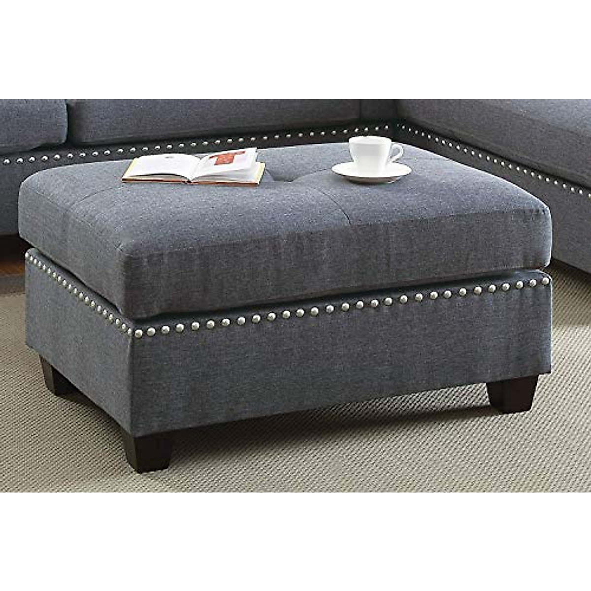 Poundex Linen-Like Fabric Sofas in Grey