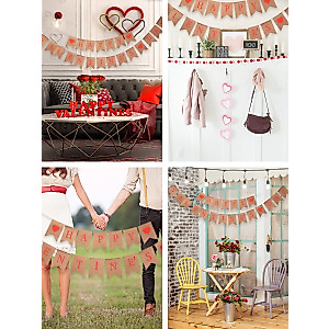 Mandala Crafts Happy Valentines Day Banner Valentines Day Decor - Burlap Happy Valentines Day Sign Decoration - Heart Valentine Garland for Fireplace Mantel