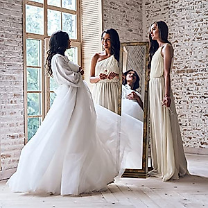 SERWALL 360 Rotating Jewelry Stand Organizer - Jewelry Armoire with Full-Length Mirror- Freestanding Dressing Mirror Jewelry Cabinet Storage - RUSTIC BROWN