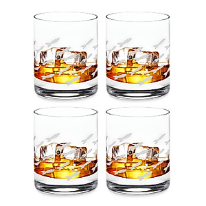 The Wine Savant Fish Old Fashion Drinking Glasses, Fish Glasses For White and Red Wine, Water or Whiskey, Each Glass Is Individually Sand Etched - Fish Wine Glasses
