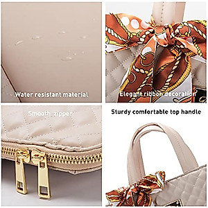 Laptop Bag for Women 15.6-Inch Carrying - Computer Bag Laptop Case Shoulder Slim Work Travel PU Leather (Khaki)