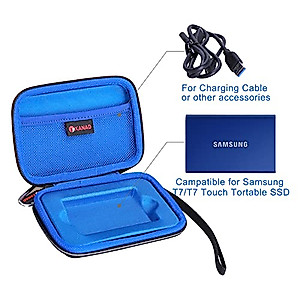 XANAD Protective Case for Samsung T7/ T7 Touch Portable SSD 1TB 2TB 500GB USB 3.2 External Solid State Drive(Outer Black Inner Blue)