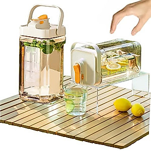 Plastic Drink Dispenser With Spigots, 1 Gallon Portable Water Bottle Pitcher, 100% Leakproof Fridge Beverage Dispensers Jug, 1 Gallon Tea Milk Lemonade Container, 1 GalloParty Picnic