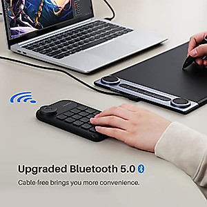 HUION Keydial Mini Bluetooth Programmable Keypad with Dial 5 Keys Anti-ghosting 18 Customized Keys, Wireless Shortcut Keyboard for Drawing Tablet, PC, MacBook, Surface Pro, Laptops