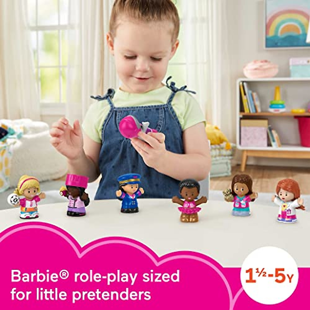 Fisher-Price Little People Barbie Toddler Toys, You Can Be Anything Figure Pack, 7 Characters for Pretend Play Ages 18+ Months