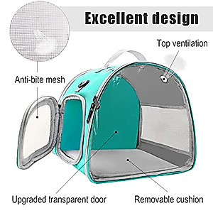 Small Animal Carrier Bag, Upgraded Portable Guinea Pig Carriers, Transparent Hamster Carrying Case, Reptile Rat Rabbit Bearded Dragon Hedgehog Carrier Bag for Travel, Hiking, Walking, Outdoor (Green)