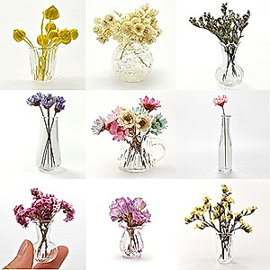 iLAND Miniature Dollhouse Accessories fits Barbie Furniture, Glass Vases w/ Dried Flowers Set for Dollhouse Furniture Antique (Luxurious 3pcs)(Luxurious 3pcs)