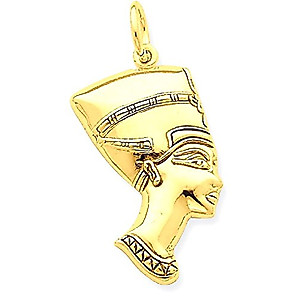 IceCarats 14K Yellow Gold Queen Nefertiti Necklace Egyptian Goddess Pendant African Charm 31mm x 16mm Only