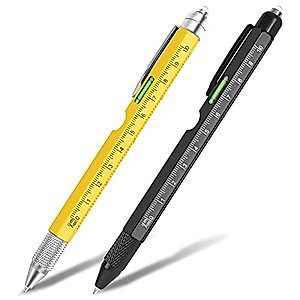 Gifts for Men, 9 in 1 Multitool Pen, Cool Gadgets for Men, Gifts for Dad, Stocking Stuffers for Men, 2 Pc Pen Black & Yellow