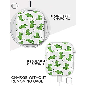 Dino Airpods Case Airpod Skin Protective Hard Case Cover Portable & Shockproof Women Girls with Keychain for Apple Airpods 2/1 Charging Case - Dinosaur