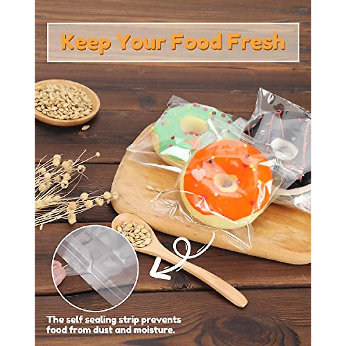 400pcs Self Sealing Cellophane Bags, 4x6 Inch Clear Cookie Bags for Packaging, Cellophane Treat Bags for Small Business, Sealable Poly Bags for Homemade Cookies, Candy, Favors, Snacks, Cards, Soap