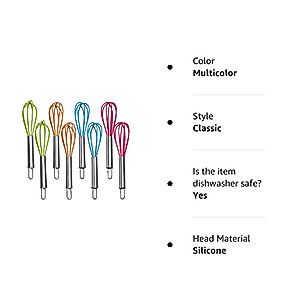 Wtcynla 8 Pack 6" Multi-Color Mini Silicone Kitchen Whisks with Stainless Steel Handles Egg Beater Milk Beater Balloon Whisk for Blending Stirring Whisking and Beating(4 Colors)