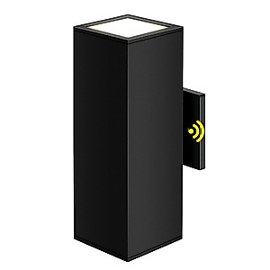 Tesjaso Dusk to Dawn Sensor Outdoor Wall Light Fixtures, LED Square Up and Down Lights, Modern Exterior Patio Lighting Sconce Aluminum IP65 Waterproof Lamp Dual Head NO Bulbs Wall Lantern