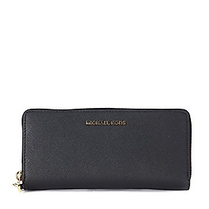 Michael Kors ZA Travel Continental Jet Set Clutch Wallet Wristlet (Signature MK Mirror Metallic Nickel)