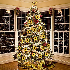 Whonline 60pcs 3.9inch Sunflowers Artificial Flowers, Sunflower Decor, Fake Silk Sunflower Heads for Crafts Christmas Tree Garland Birthday Home Party Decorations