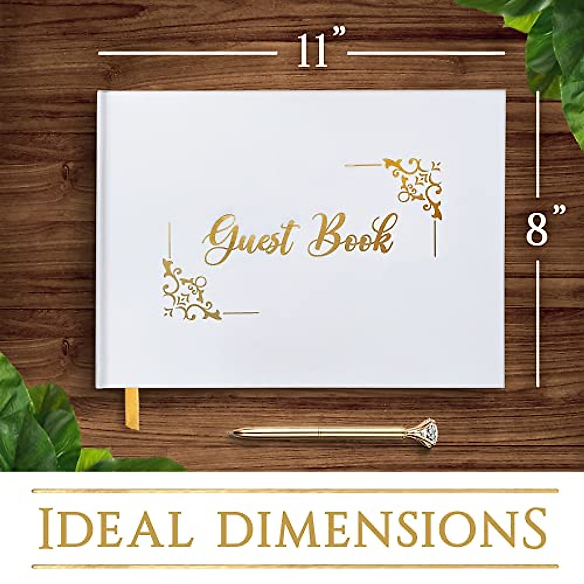 Wedding Guest Book, Wedding Guestbook with Gold Pen, Guest Book Wedding Gold Stamping, Bridal Shower Guest Book with Gold Paper Edges, Wedding Guestbook Alternative, Guestbook Wedding