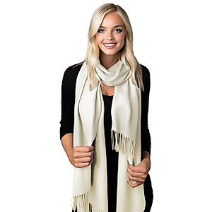 Ocomfly 100% Pashmina Scarf for Women - Premium Womens Scarves. Gift Boxed. Wrap or Coverup. Ultra Soft and Warm. Limited Available - White