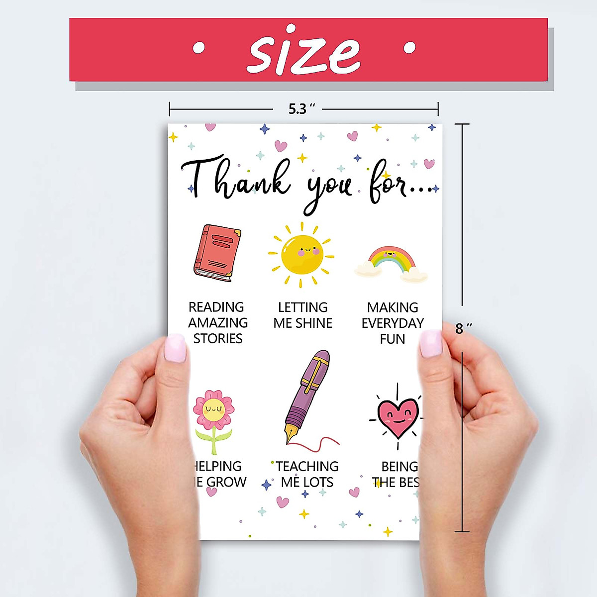 Zyulin Lovely Thank You Teacher Card, Great Teacher Appreciation Gifts Card from Students, Thank You for Helping Me Grow Card, End of Term Gift