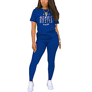 Nimsruc Biker Short Sets Women 2 Piece Outfits Summer Short Sleeve Jogger Tracksuit Matching Sweatsuits Blue L