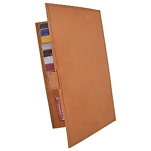 Genuine Leather Bifold Credit Card Holder Secretary Wallet with Snap Closure (Tan)