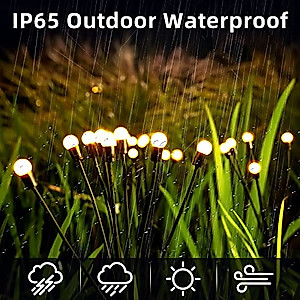 Pelican Mate 6 LED Solar Powered Garden Lights, Firefly Swaying Starburst Light Outdoor Waterproof for Pathway Yard Patio Landscape Decorative, Warm White 2PACK