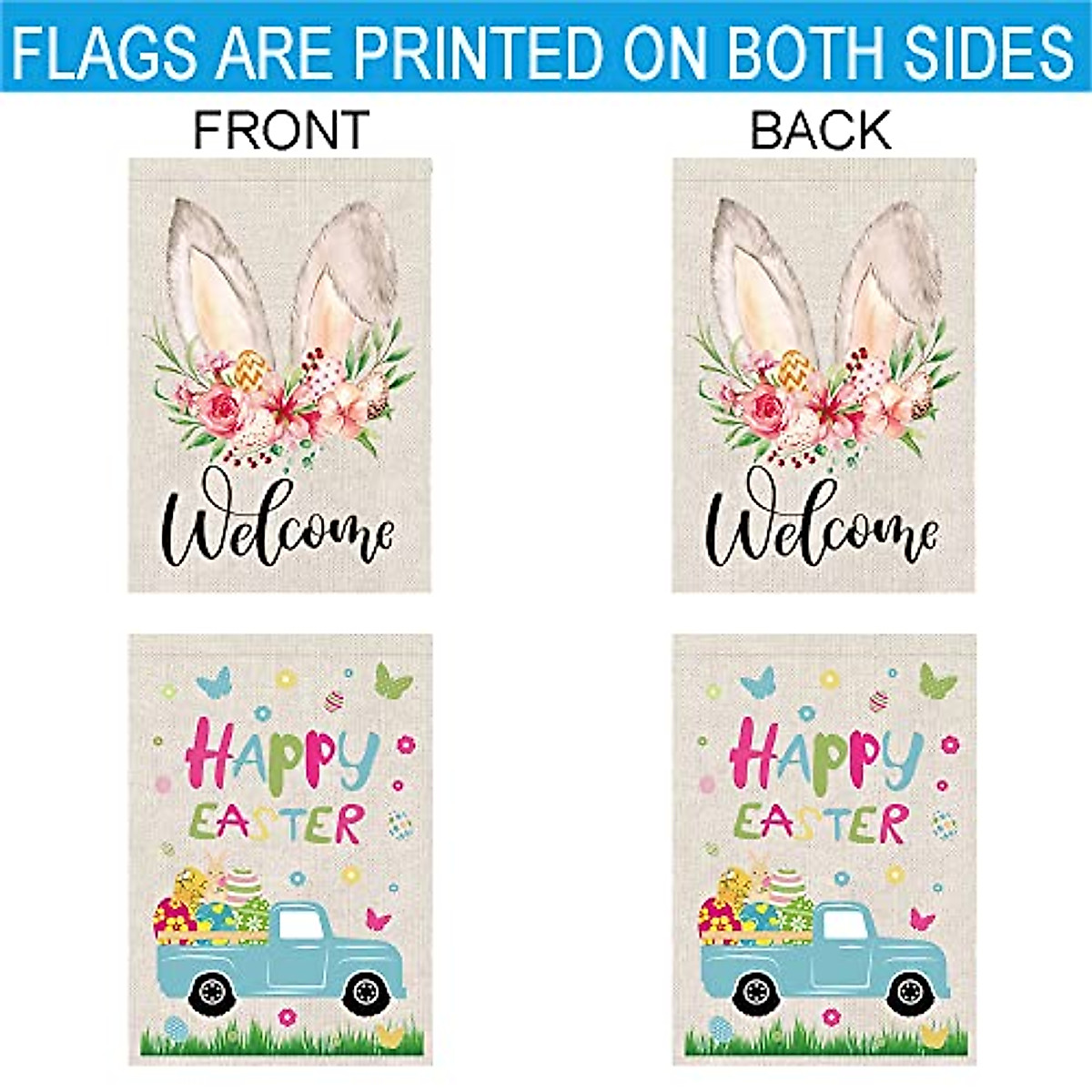 DmHirmg Easter Garden Flag,Easter Flag,Garden Flag for Easter Day Home Garden Yard Decorative（2Pack）