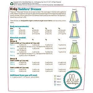 KWIK-SEW PATTERNS K0169 Toddlers' Dresses