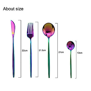 JASHII 32 Pieces Silverware Set, Flatware Set Stainless Steel Cutlery Set Service for 1,Include Knife/Fork/Spoon,Mirror Polished (Rainbow)