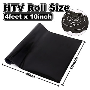KINGSOW Puff HTV Vinyl Rolls: 10"x4ft 3D Puffy Black Colors Foaming Iron-on Heat Transfer Vinyl Single Roll for T-Shirts, Heat Press Cutter Machine, Bags etc. DIY Crafts