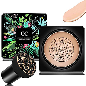 Mushroom Head Air Cushion CC Cream Foundation BB Cream Foundation Makeup Moisturizing CC Cream Liquid Foundation,Concealer Lasting Makeup Foundation Even Skin Tone Makeup Base Primer(Natural)