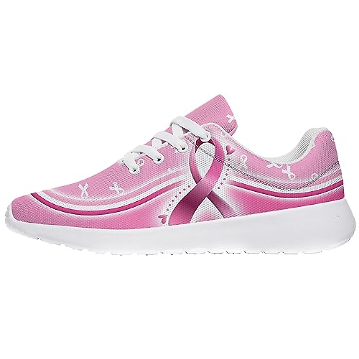 vogiant Breast Cancer Awareness Shoes for Women Lady Comfortable Walking Tennis Sneakers Pink Ribbon Shoes Gifts for Mom,Size 7.5