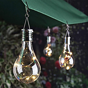 Abaodam 5pcs Solar Light Bulbs LED Outdoor Light Bulb Waterproof Hanging Lights Globe Garden Light for Garden Yard Camping (Warm White Light)