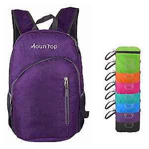 mountop Outdoor Lightweight Foldable Water Resistant Backpack for Travel Hiking Riding - Purple