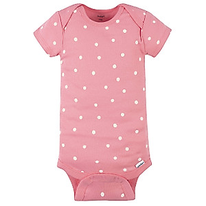 Gerber Baby Girls' 4-Pack Short Sleeve Onesies Bodysuits, Princess Pink, 0-3 Months