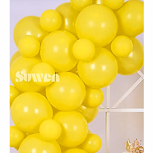 SUWEN Yellow Balloons Kit 77PCS Latex Helium Shiny Mustard Yellow Balloon Different Sizes 10 Inch 5 Inch for Birthday Graduation Wedding Shower Anniversary Party Decorations