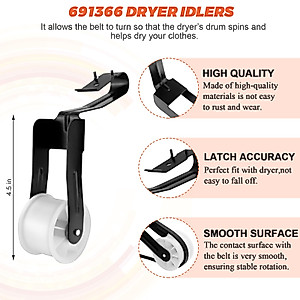 Upgraded 4392065 Dryer Maintenance Repair Kit by Beaquicy - Replacement for Whirlpool Ken-More Crosley Admiral Amana Dryer - Package Includes 349241t Drum Roller 341241 Belt and 691366 Idler Pulley