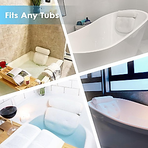 AEROiVi Bathtub Pillow Headrest Bath Pillows for Tub Neck and Back Support with Non Slip Suction Cups Spa Bath Cushion Relaxing Bathroom Accessories