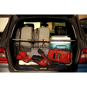 KEEPER Ratcheting Cargo Bar - Black/Silver, Adjustable from 40"-70" - Comes with 60” x 24” Storage Net (5060)