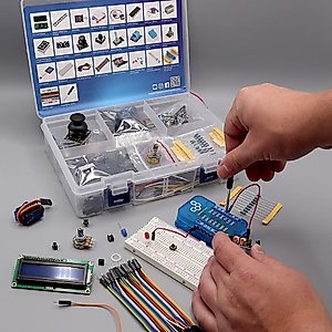 Quantum Hardware Component Electronic Starter Kit with Solderless Breadboard, Jumper Wires Kit, LEDs & Resisitor Kit, Various Sensors for Arduino/for Raspberry pi/ESP32/ESP8266