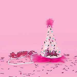 Barbie Birthday Party Gift Set - Tin Box, Tin Pencil Case, Stickers, Birthday Necklace, Plush, and Birthday Hat