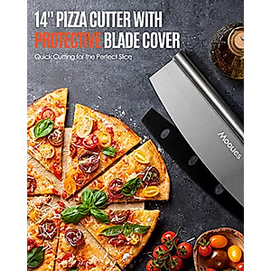 Pizza Peel Aluminum Pizza Spatula, Mooues 12 inch Metal Pizza Paddle(12"x 14")with Rocker Cutter Foldable Wood Handle, [Storage bag included], for Family Pizza Oven Baking Pizza, Dough, Bread & Pastry
