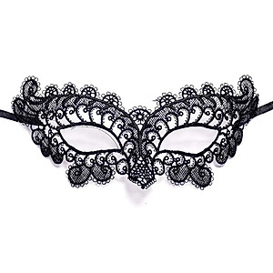 Black Cat Costume for Women, Halloween Masquerade Mask, Lace Ears, Gloves, Tail, Choker Necklace