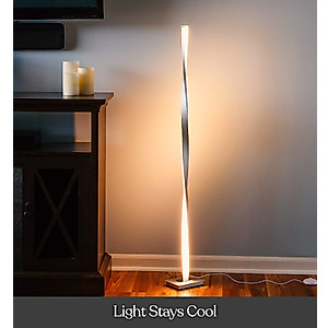 Brightech Helix LED Floor lamp, Bright Floor Lamp for Living Rooms & Bedrooms, 48" Tall Pole Lamp, Dimmable Standing Lamp - Platinum Silver