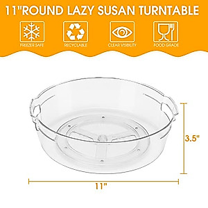 URALFA 2-Pack Lazy Susan Cabinet Organizer, Plastic Lazy Susan Turntable, 11" Rotating Round Lazy Susan Spice Rack Organizer for Pantry, Countertop, Clear