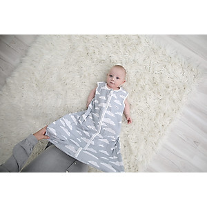 Baby Sleeping Bag Sack – Infant Sleeping Bags - Pure Cotton Wearable Blanket Baby Sleep Bag – Unisex Zip Up Baby Bag for Boys and Girls (Grey Clouds, 6-12 Months)